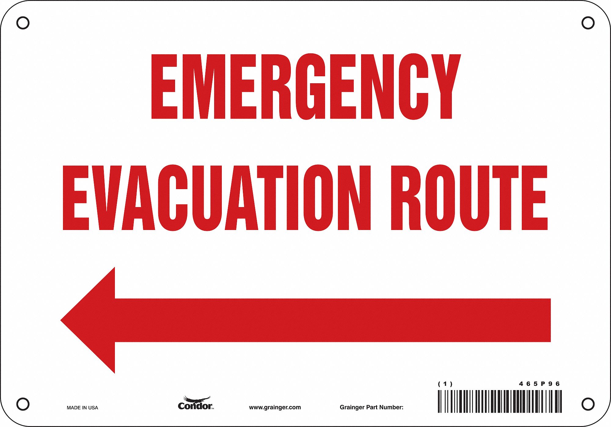 CONDOR SAFETY SIGN, POLYETHYLENE, MOUNTING HOLES, 7 IN X 10 IN NOMINAL ...