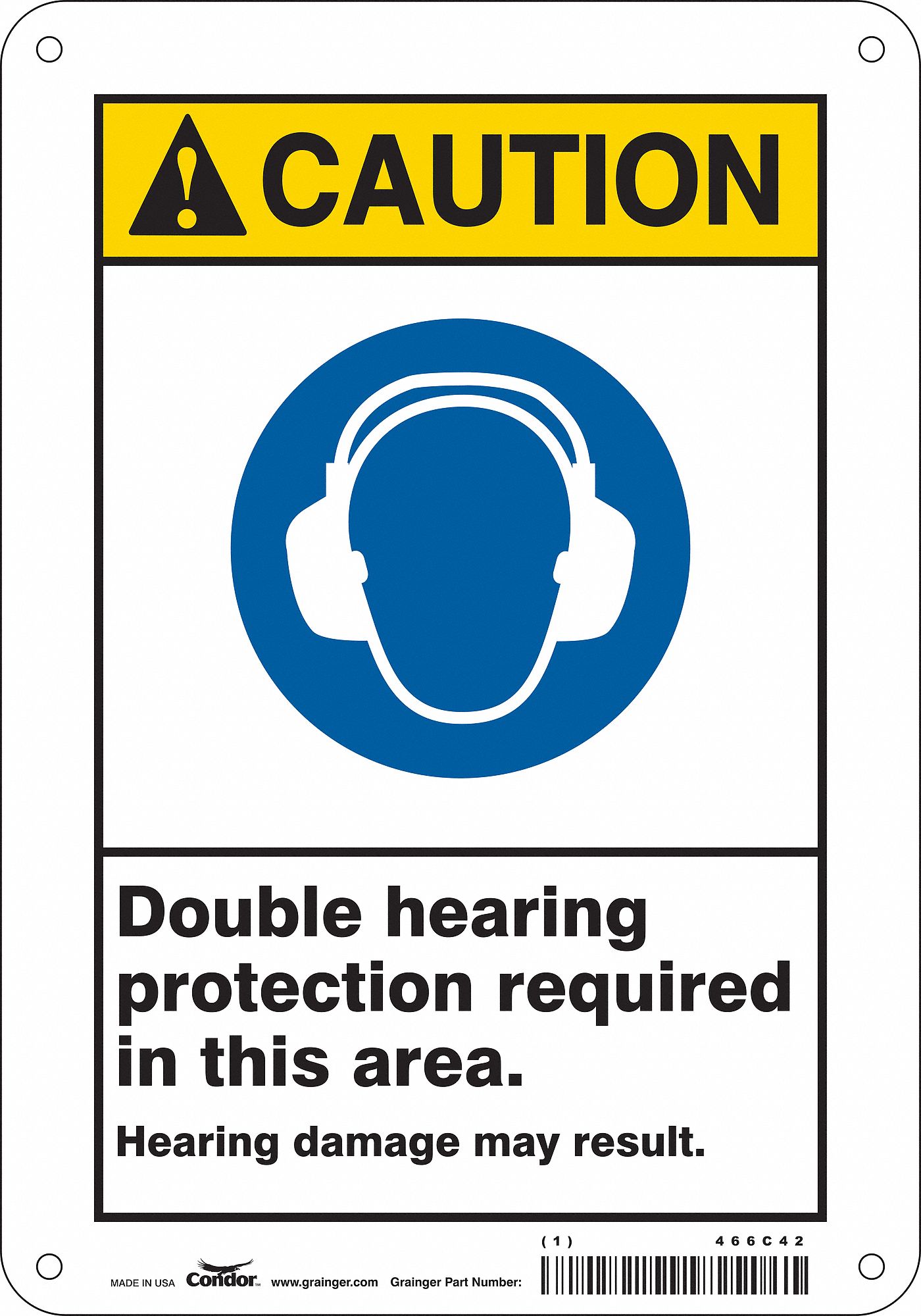 Aluminum, Mounting Holes Sign Mounting, Safety Sign - 466C42|466C42 ...