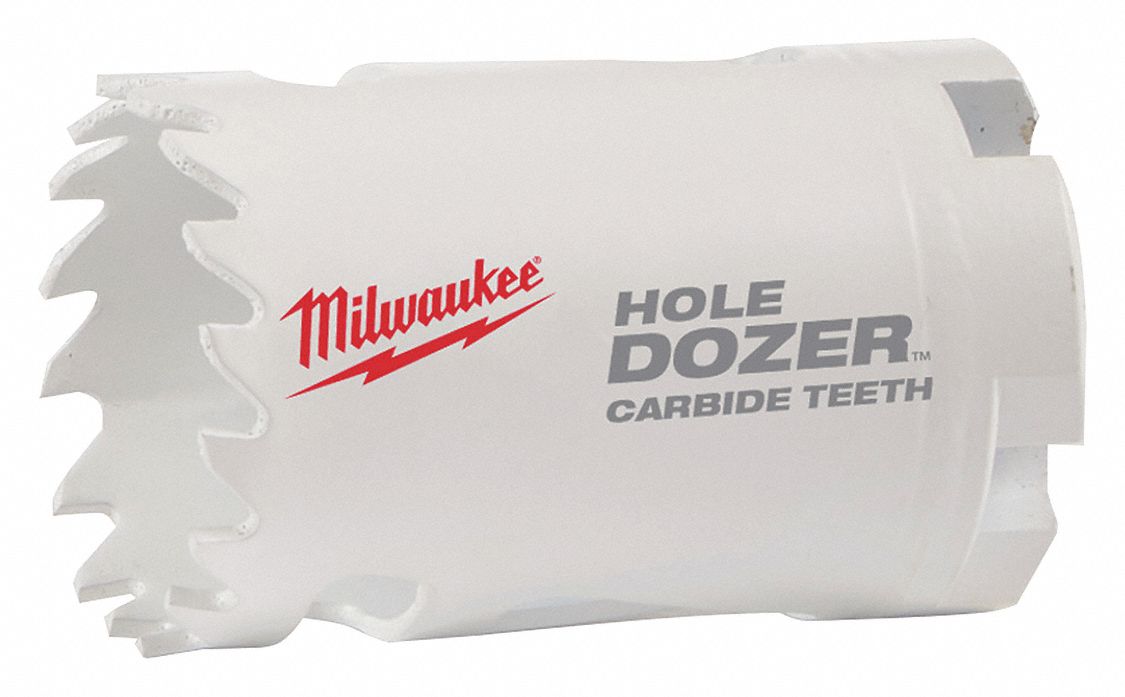 MILWAUKEE Hole Saw: 1 in Saw Dia., 4 Teeth per Inch, 1 5/8 in Max. Cutting Dp, 1/2"-20 Thread ...