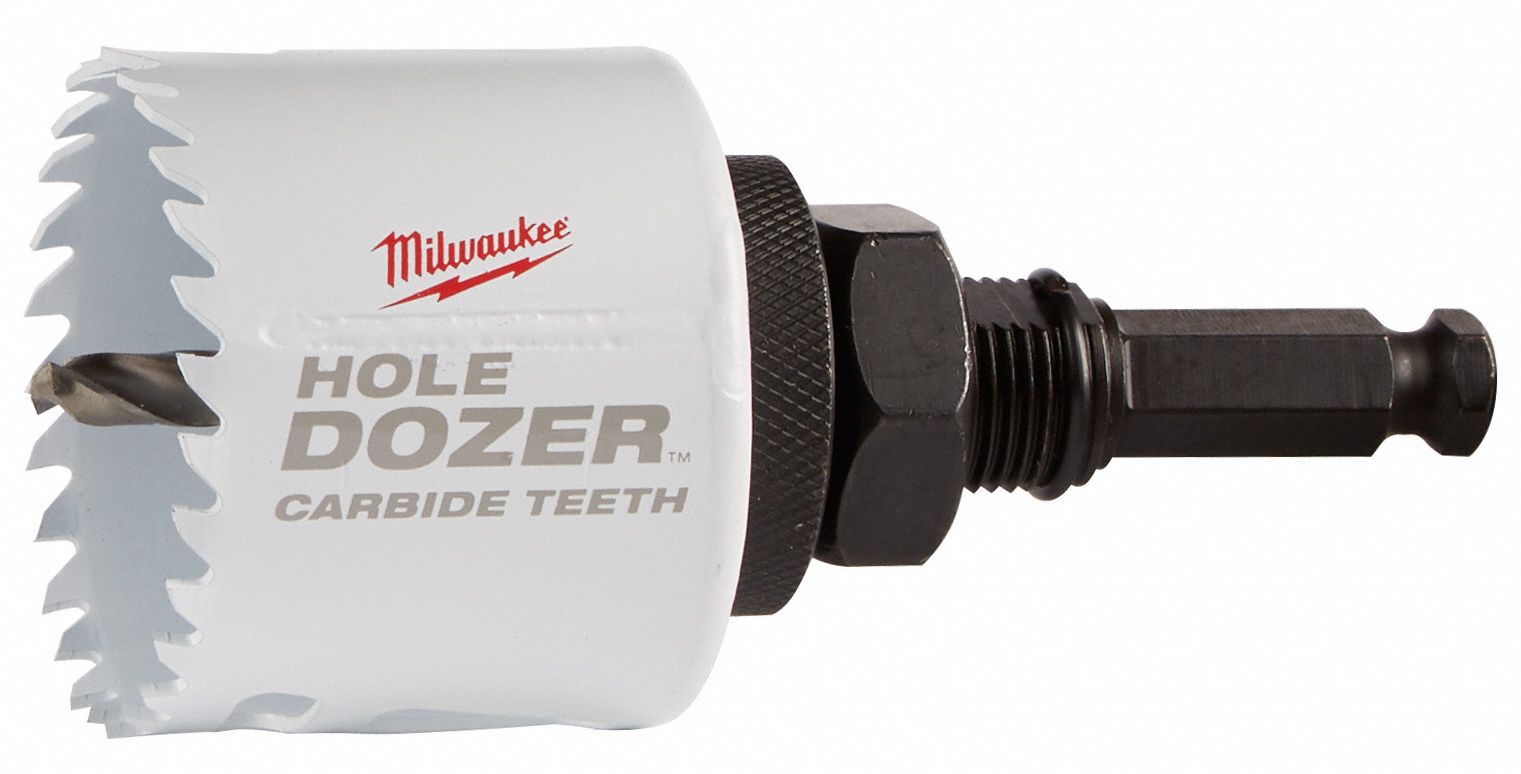 MILWAUKEE Hole Saw: 2 3/8 in Saw Dia., 4 Teeth per Inch, 1 5/8 in Max. Cutting Dp, Bi-Metal ...