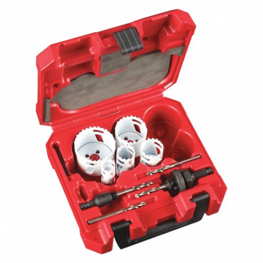 MILWAUKEE, 9 Pieces, 7/8 in to 2 1/2 in Saw Size Range, Hole Saw Kit - 466K06|49-22-3079 - Grainger