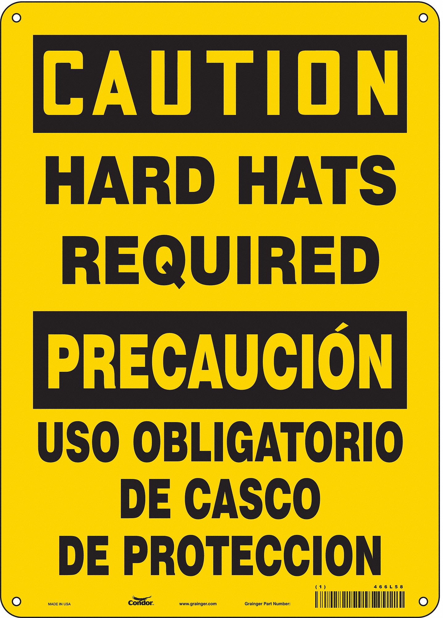 CONDOR Letrero de Seguridad, Encabezado: Caution/Precaución, Material ...