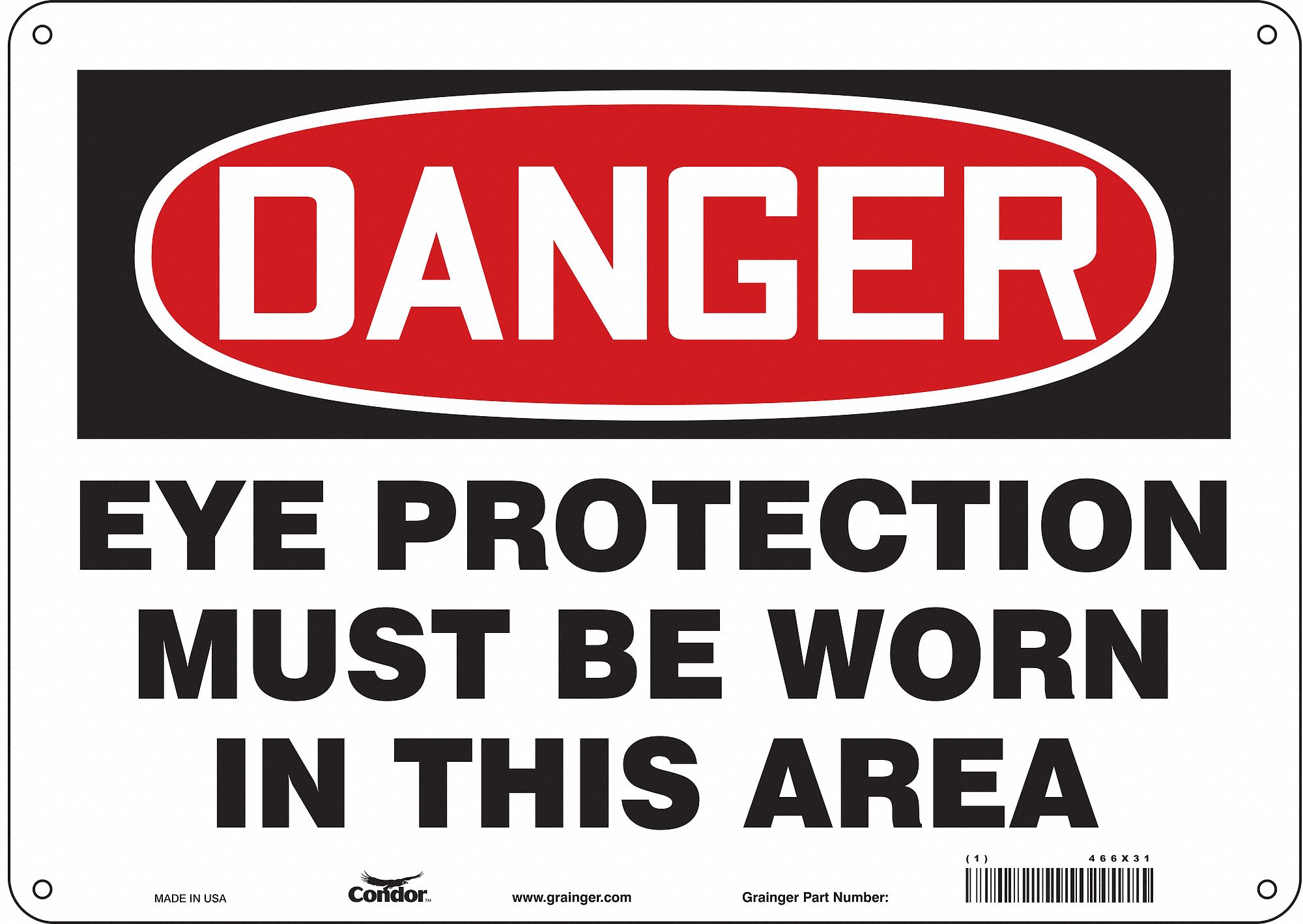 Condor Safety Sign Sign Format Traditional Osha Eye Protection Must