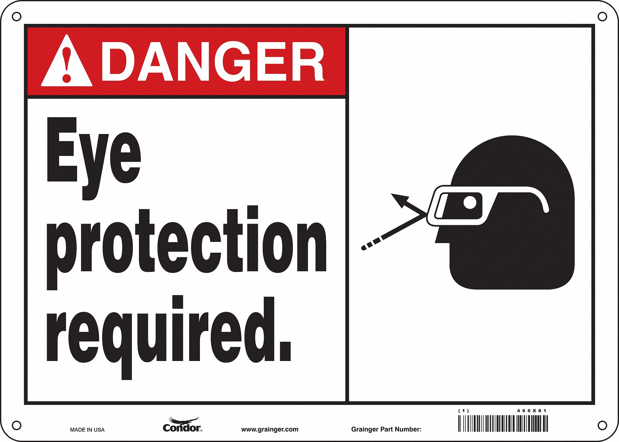 Aluminum, Mounting Holes Sign Mounting, Safety Sign - 466X81|466X81 ...