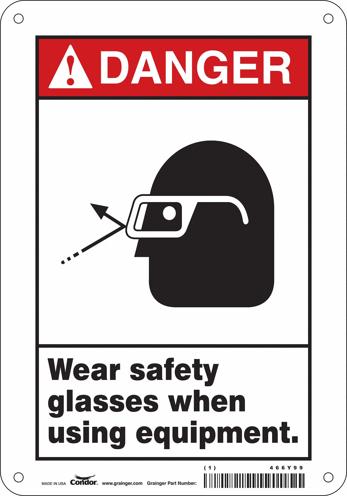Aluminum, Mounting Holes Sign Mounting, Safety Sign - 466Y99|466Y99 ...
