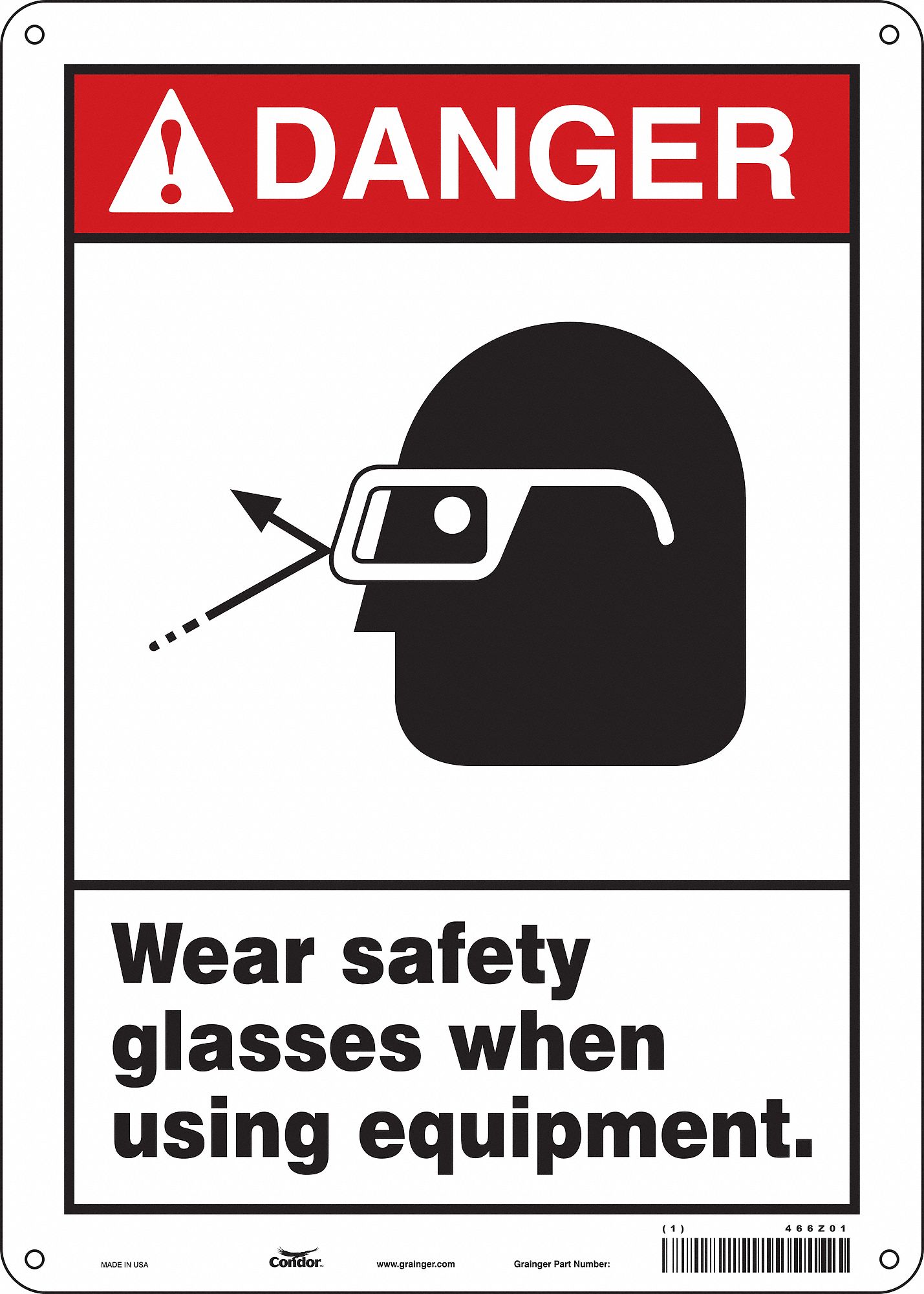 Aluminum, Mounting Holes Sign Mounting, Safety Sign - 466Z01|466Z01 ...