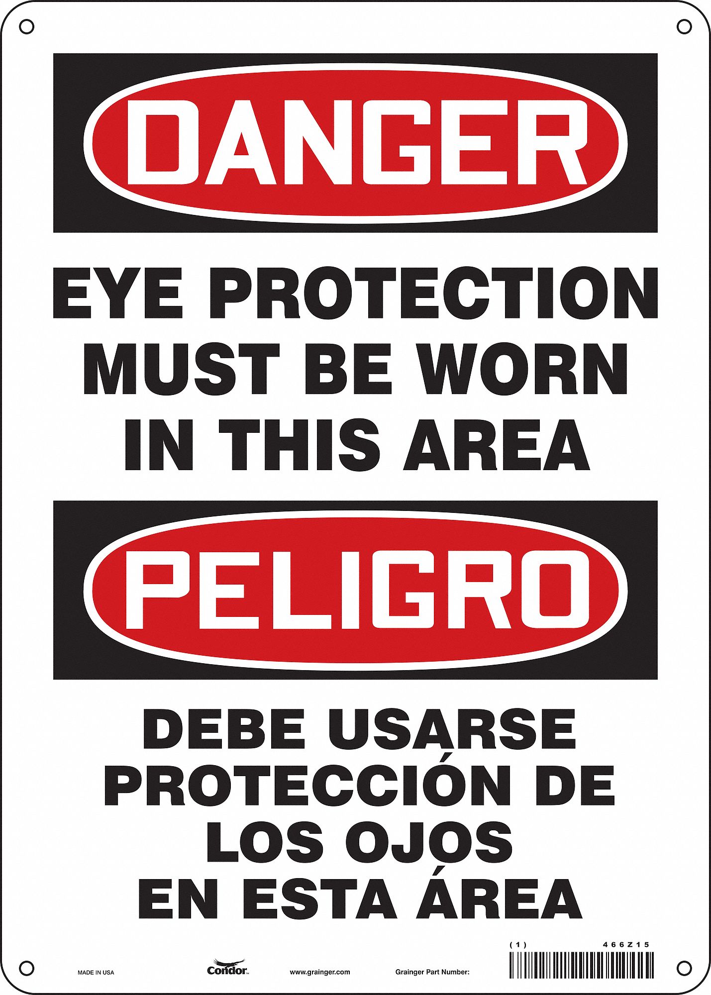 Polyethylene, Mounting Holes Sign Mounting, Safety Sign - 466Z15|466Z15 ...