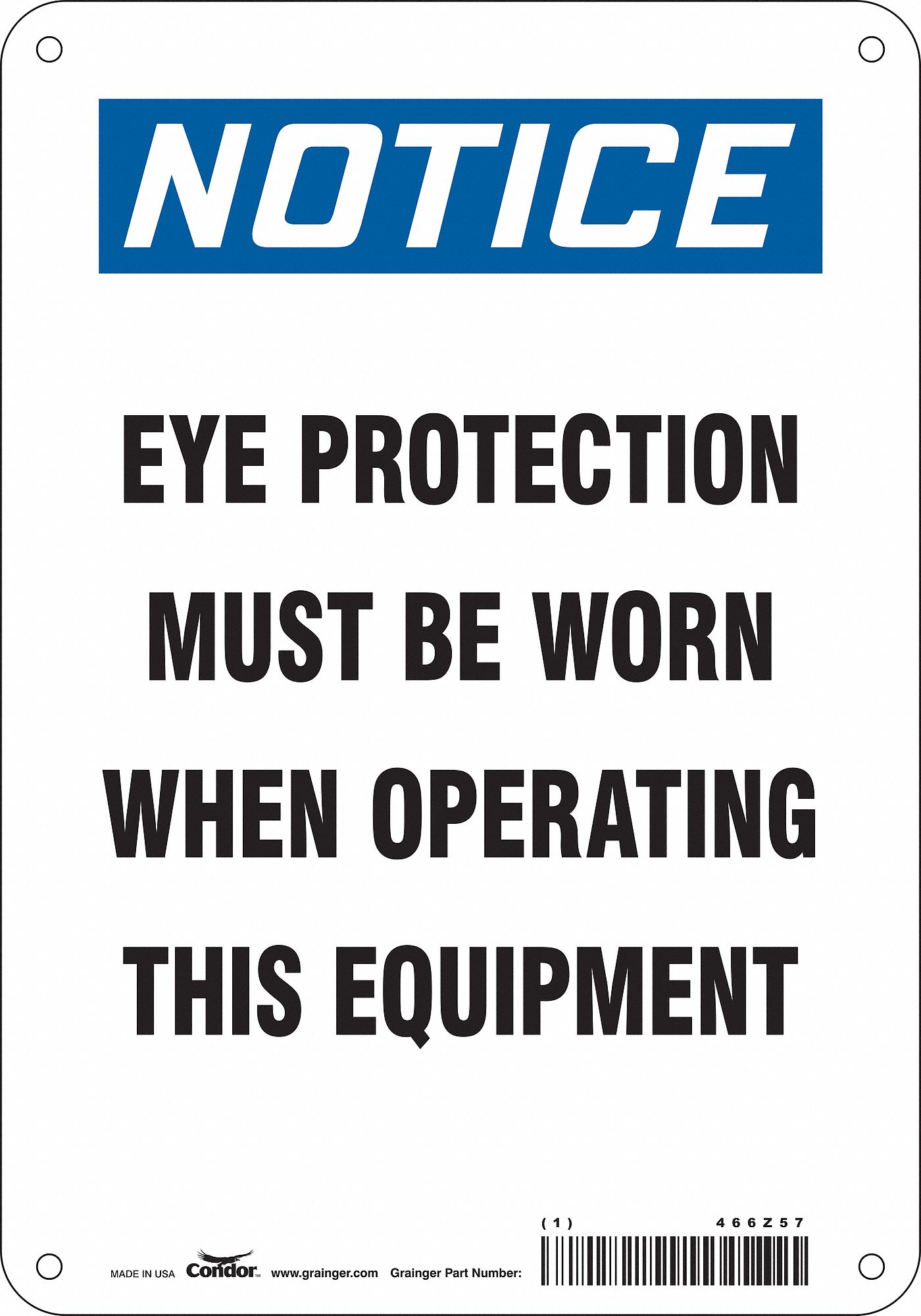 Aluminum, Mounting Holes Sign Mounting, Safety Sign - 466Z57|466Z57 ...