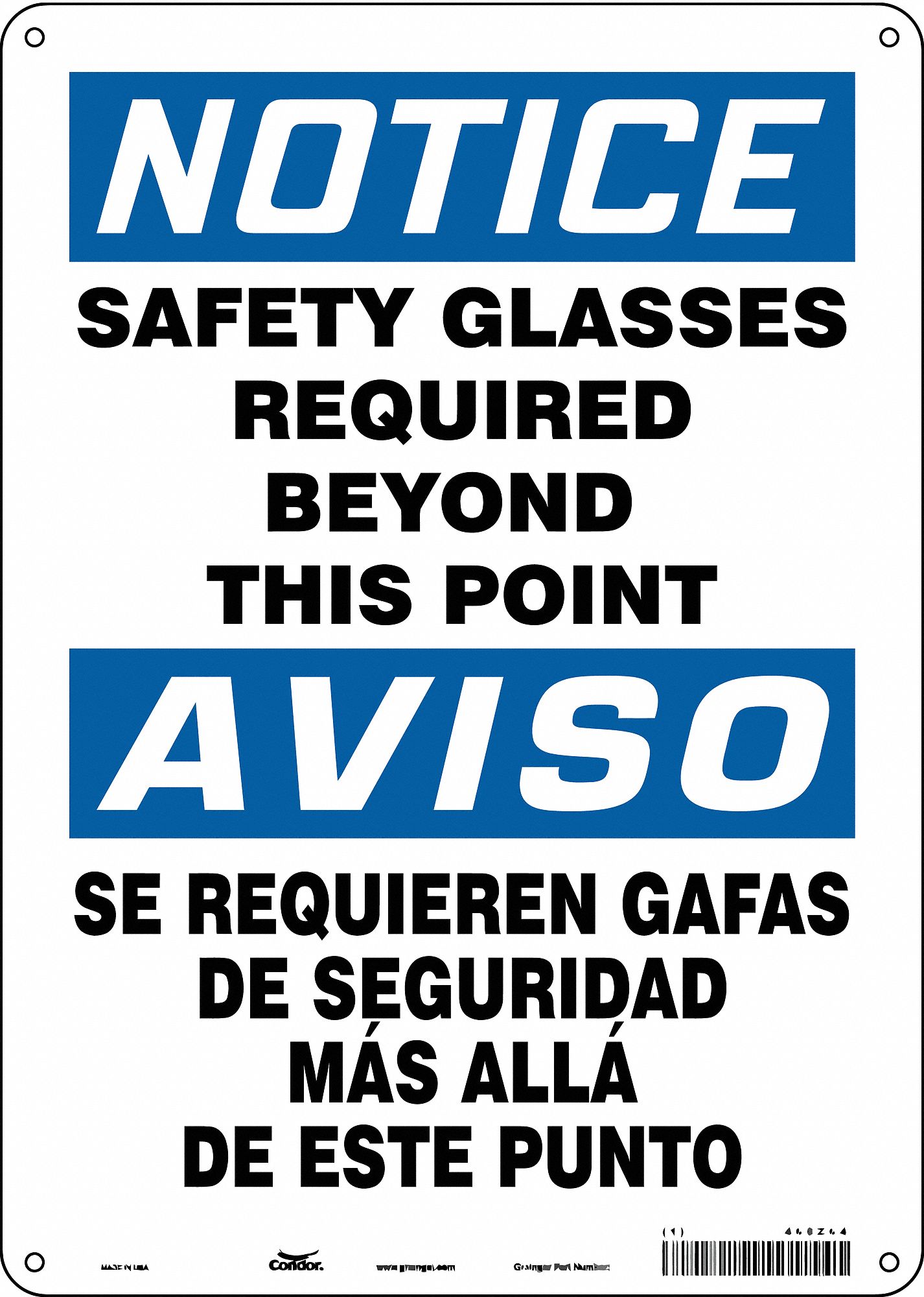 Aluminum, Mounting Holes Sign Mounting, Safety Sign - 466Z64|466Z64 ...