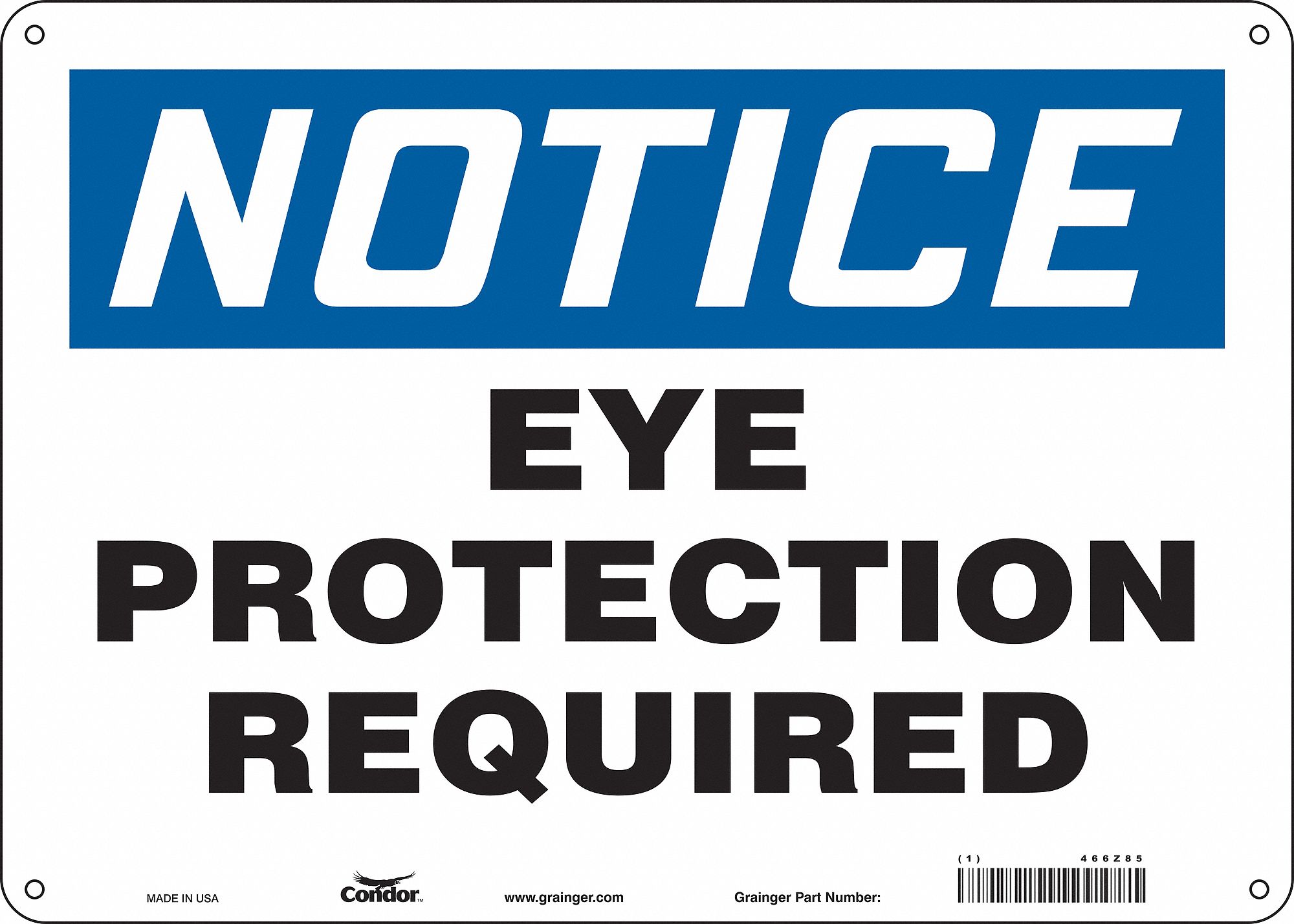 Polyethylene, Mounting Holes Sign Mounting, Safety Sign - 466Z85|466Z85 ...