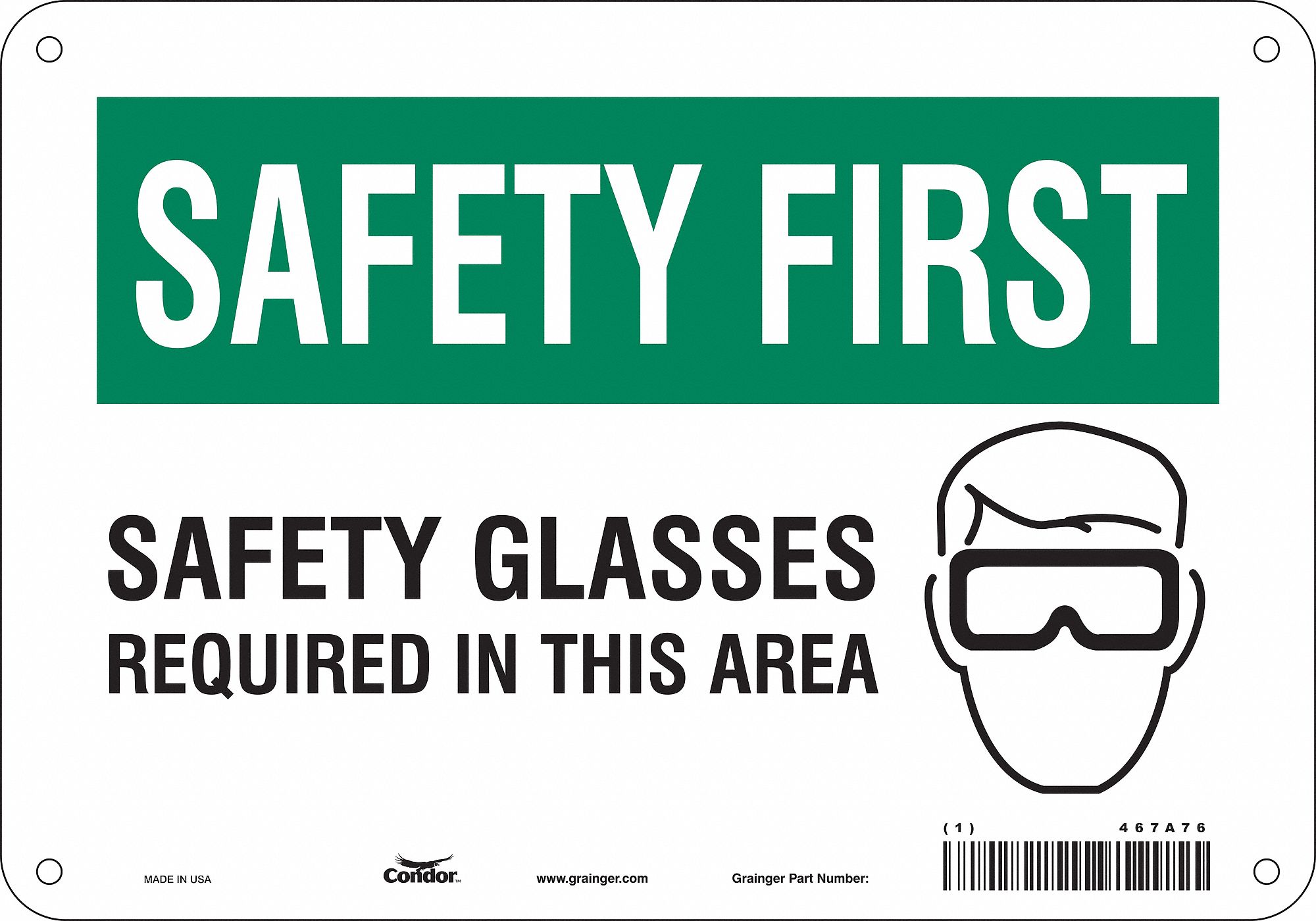 Aluminum, Mounting Holes Sign Mounting, Safety Sign - 467A76|467A76 ...