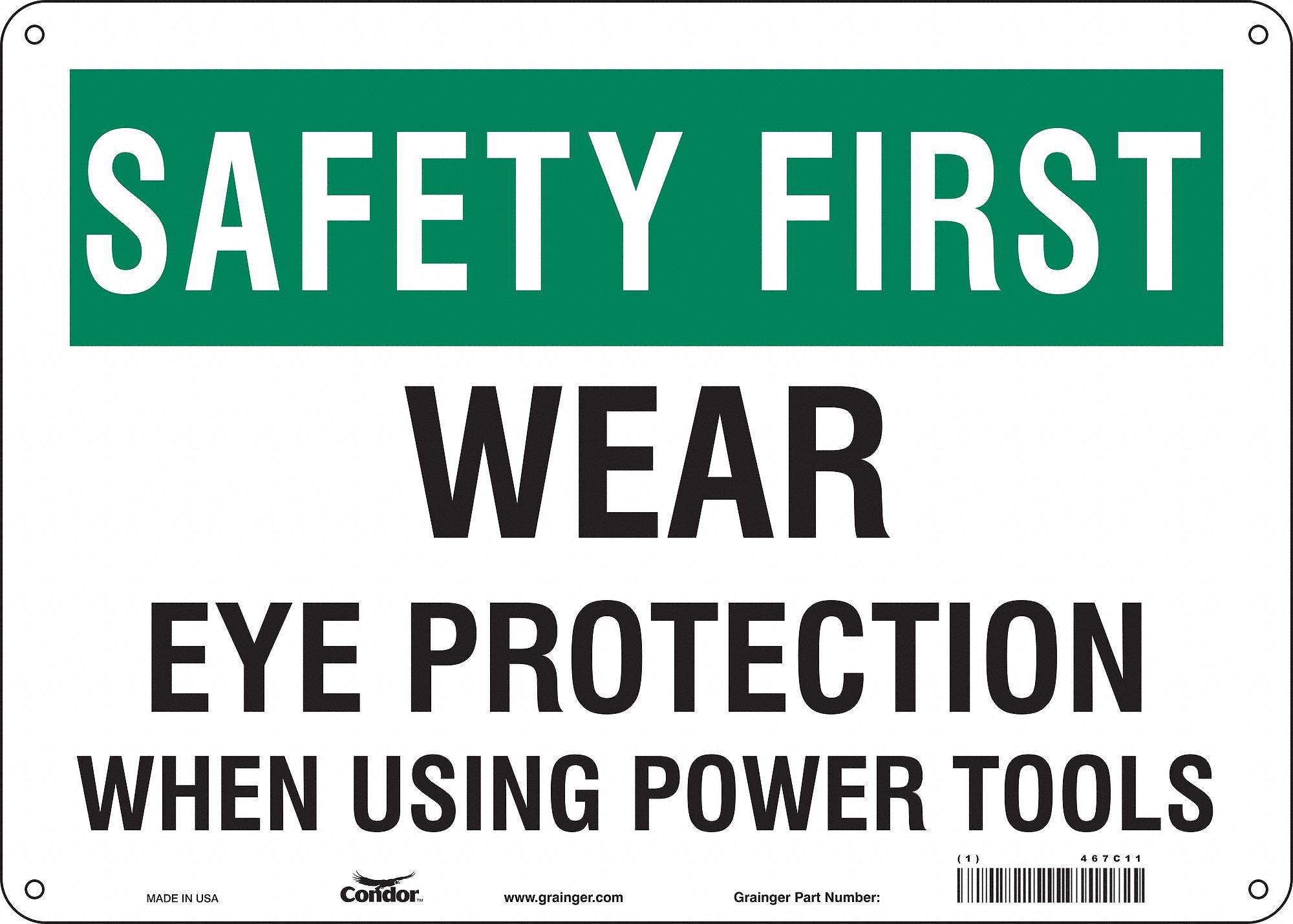 Aluminum, Mounting Holes Sign Mounting, Safety Sign - 467C11|467C11 ...