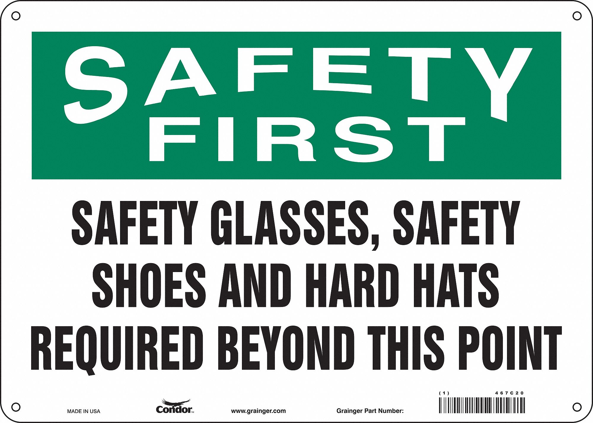 Polyethylene, Mounting Holes Sign Mounting, Safety Sign - 467C20|467C20 ...