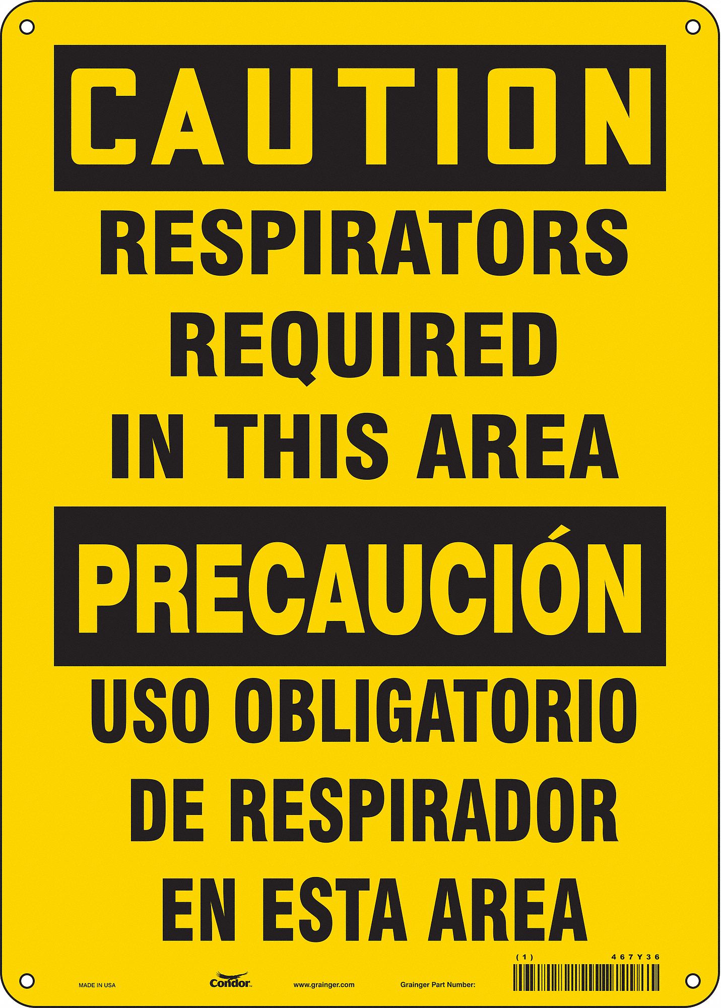 CONDOR Letrero de Seguridad, Encabezado: Caution/Precaución, Material ...