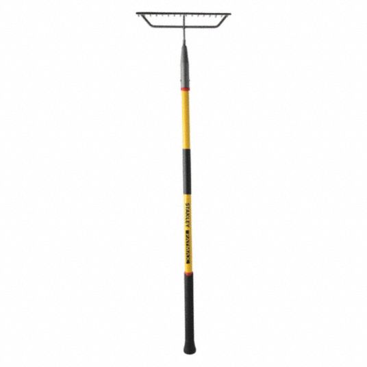 STANLEY, Steel, 10 in Lg of Tines, Bow Rake - 468F48|BDS7136T - Grainger