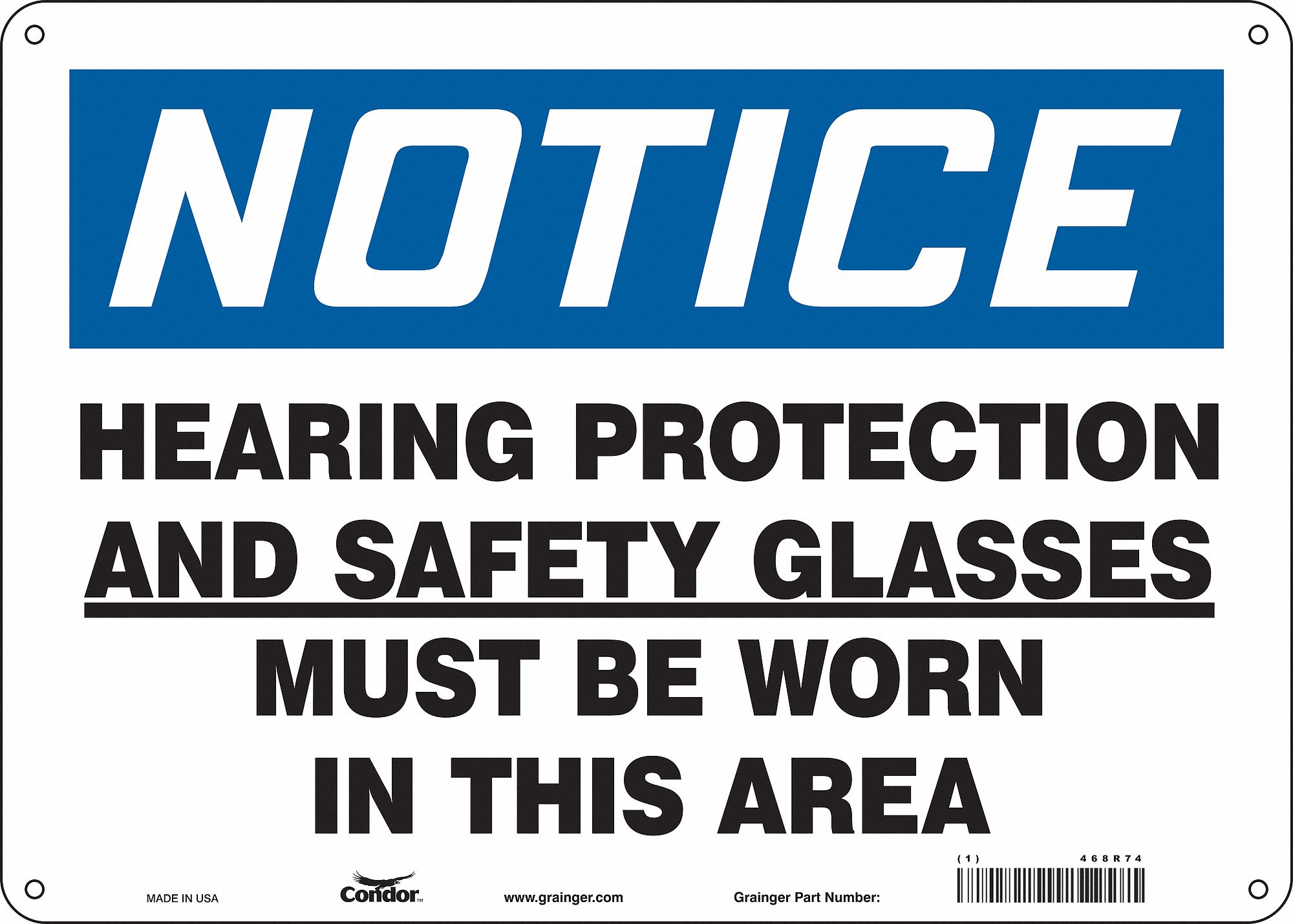 Aluminum, Mounting Holes Sign Mounting, Safety Sign - 468R74|468R74 ...
