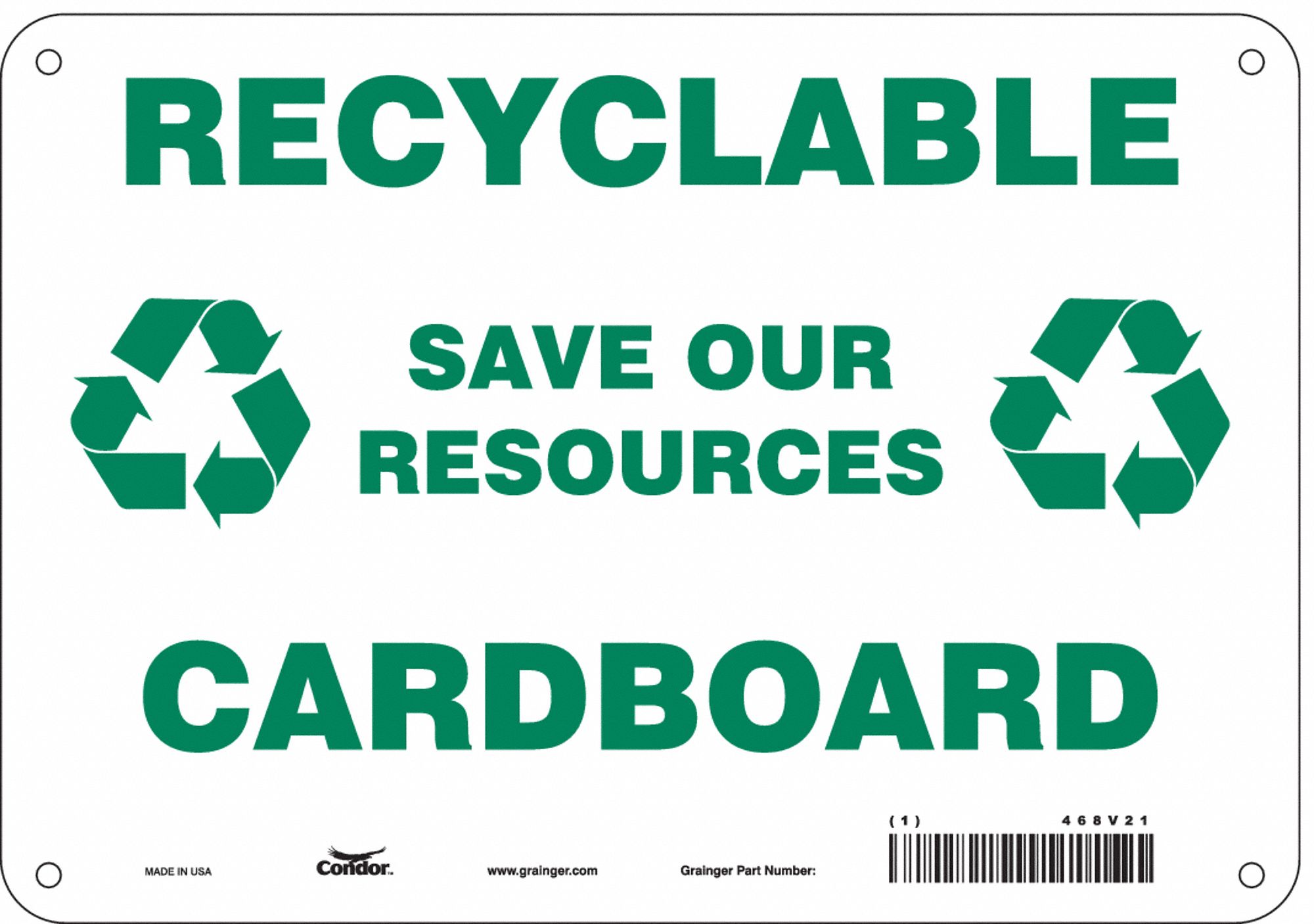 Polyethylene, Mounting Holes Sign Mounting, Safety Sign - 468V21|468V21 ...