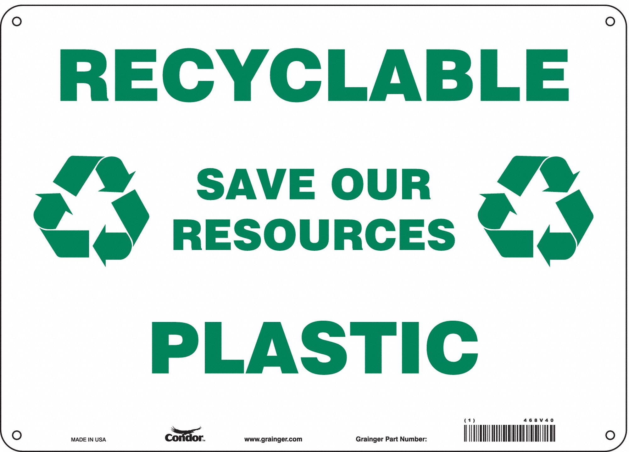 Polyethylene, Mounting Holes Sign Mounting, Safety Sign - 468V40|468V40 ...