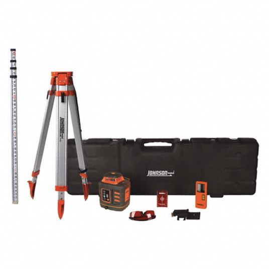 JOHNSON LEVEL, 2,000 ft Range w/Receiver, Red Beam, Rotary Laser ...