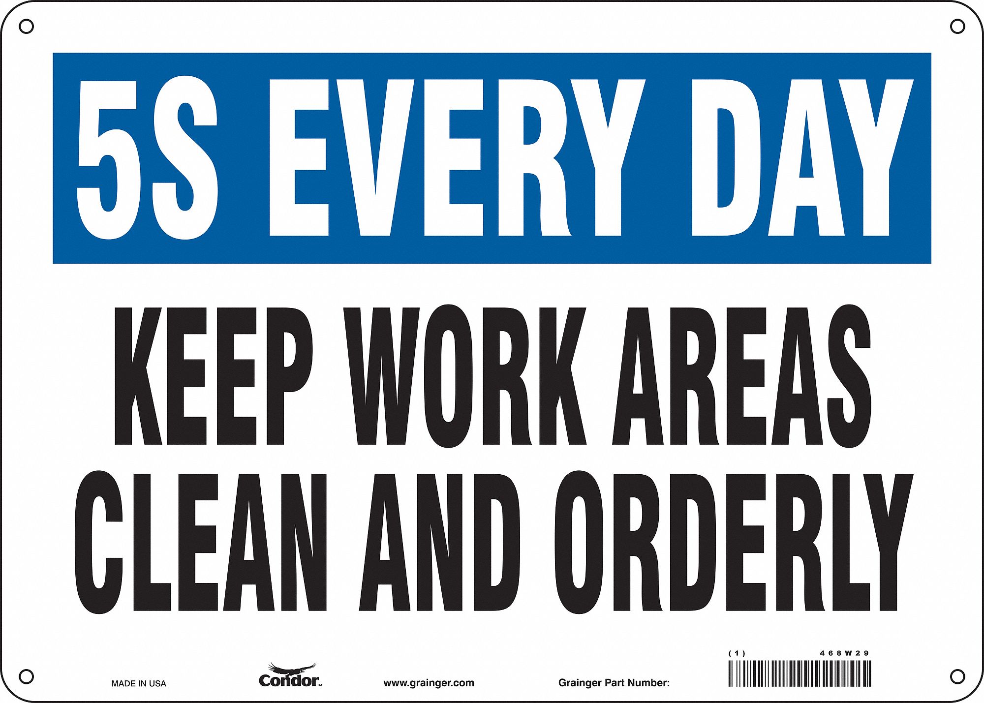 CONDOR Safety Sign, Sign Format Other Format, Keep Work Areas Clean And ...