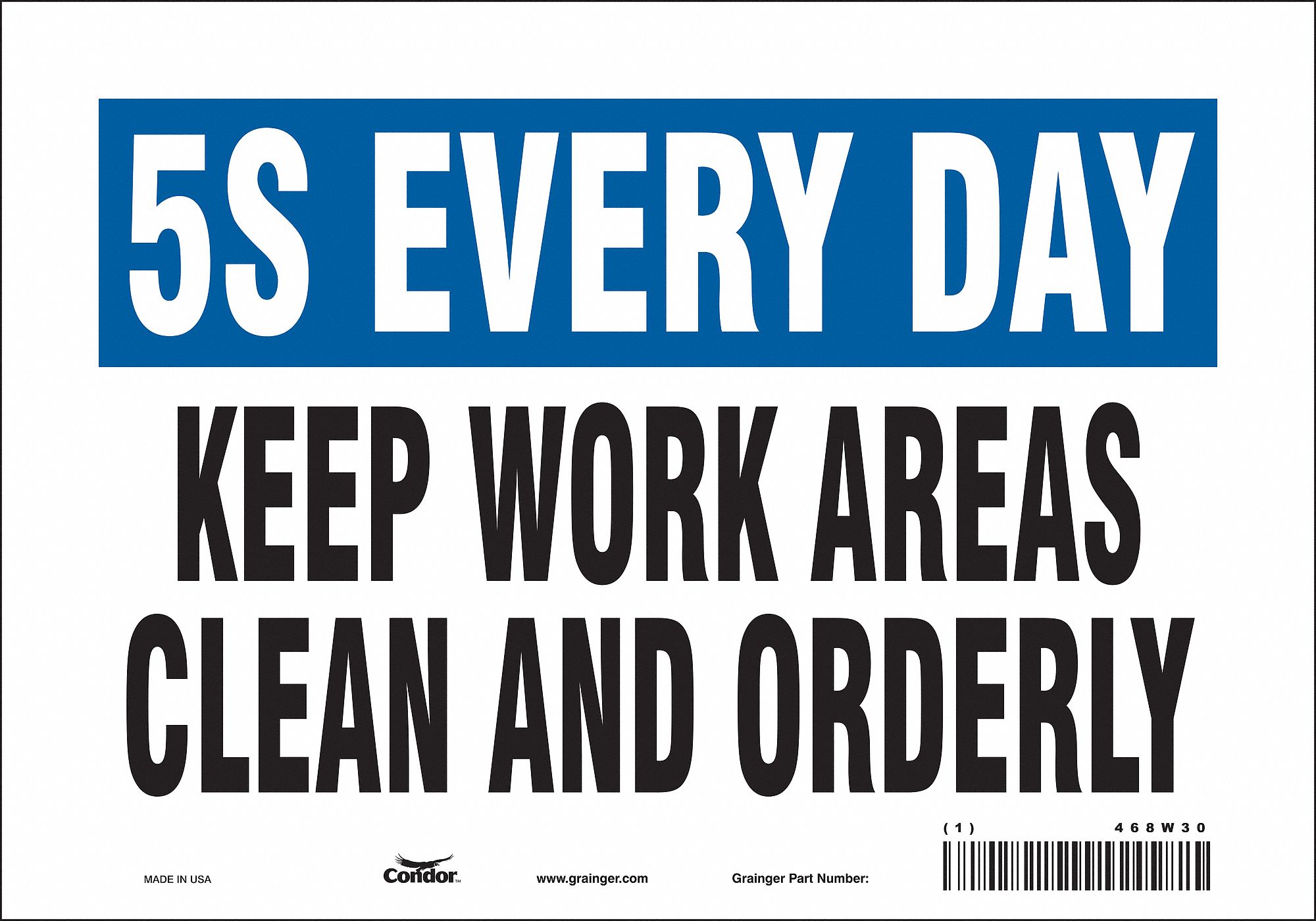 CONDOR Safety Sign, Sign Format Other Format, Keep Work Areas Clean And ...