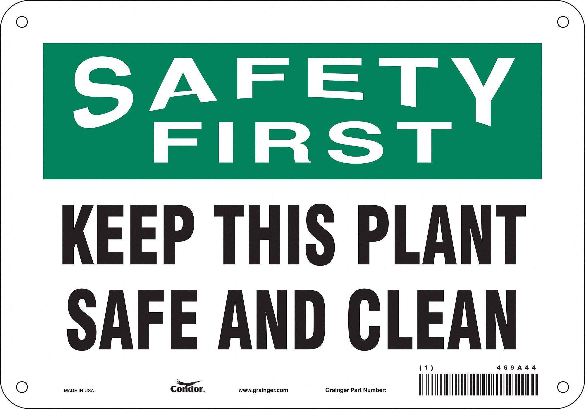 Aluminum, Mounting Holes Sign Mounting, Safety Sign - 469A44|469A44 ...