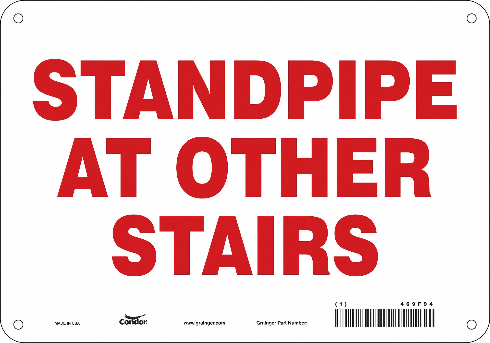 Aluminum, Mounting Holes Sign Mounting, Safety Sign - 469F94|469F94 ...