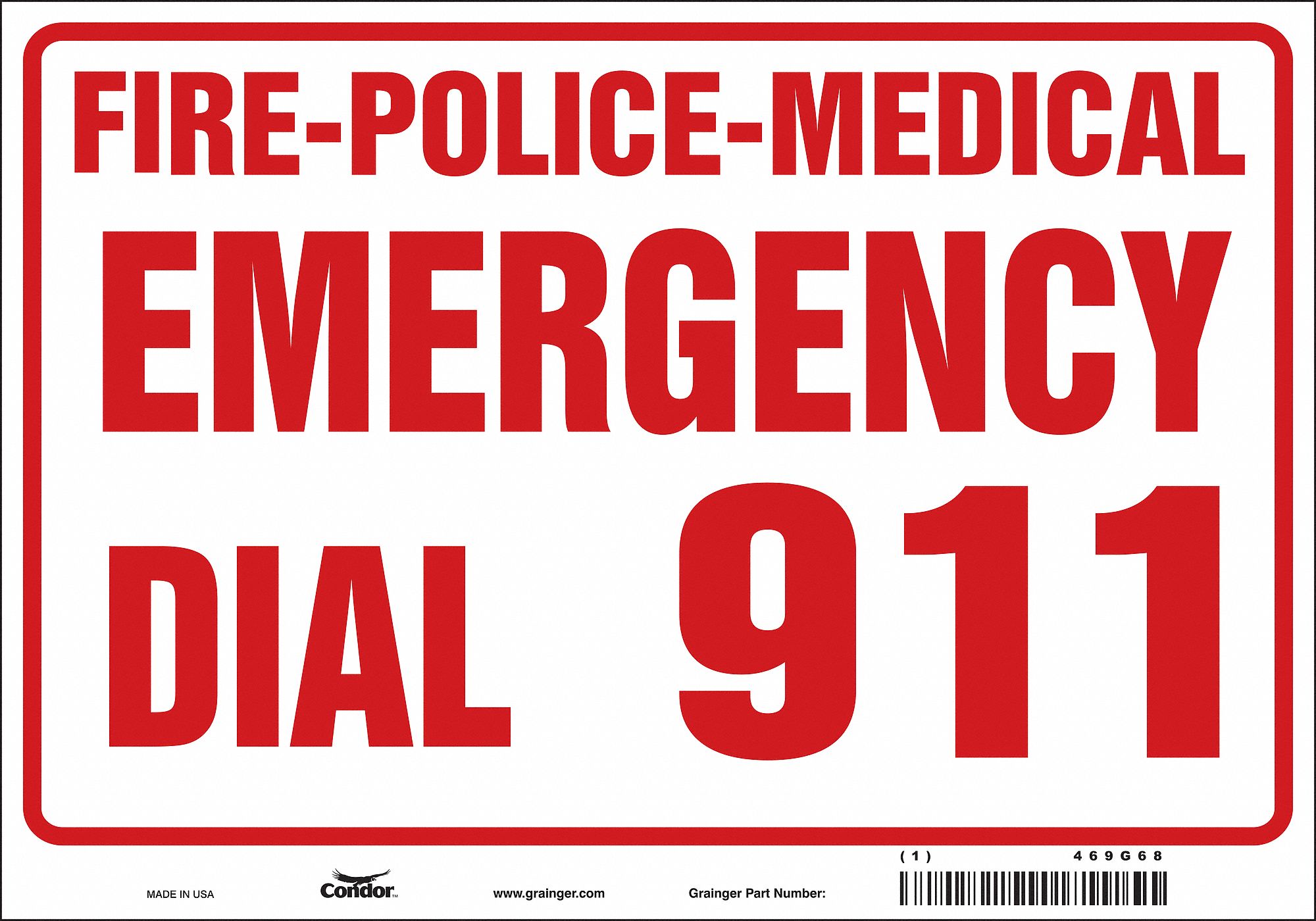 CONDOR Letrero de Seguridad Fuego y Emergencias, Vinilo, 7" x 10 ...