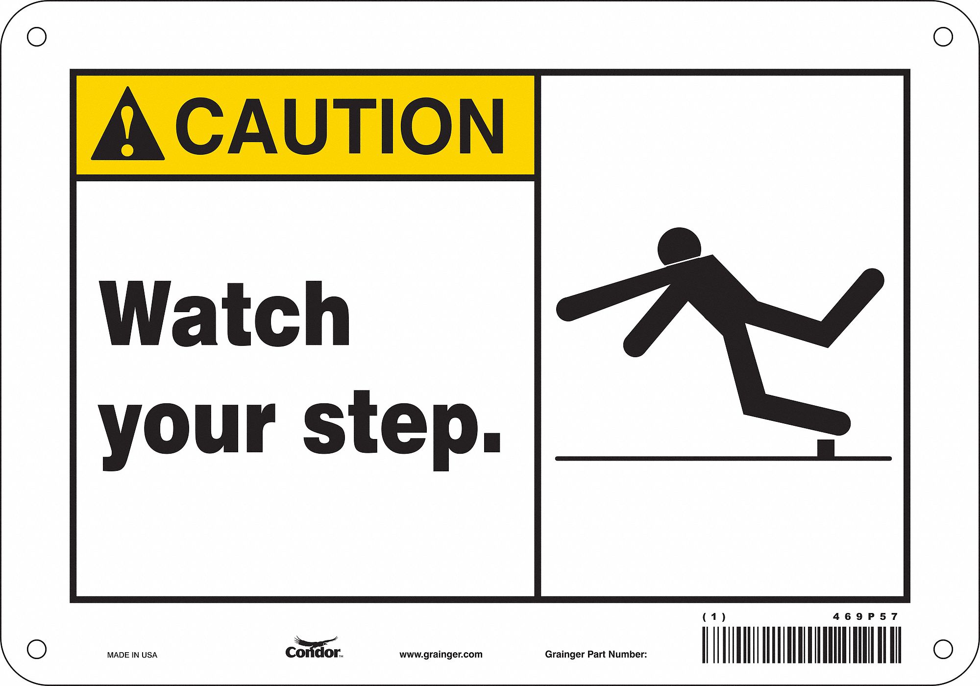 Polyethylene, Mounting Holes Sign Mounting, Safety Sign - 469P57|469P57 ...