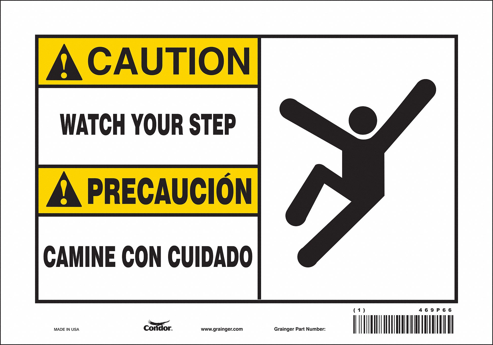CONDOR Letrero de Seguridad, Encabezado: Caution/Precaución, Material ...