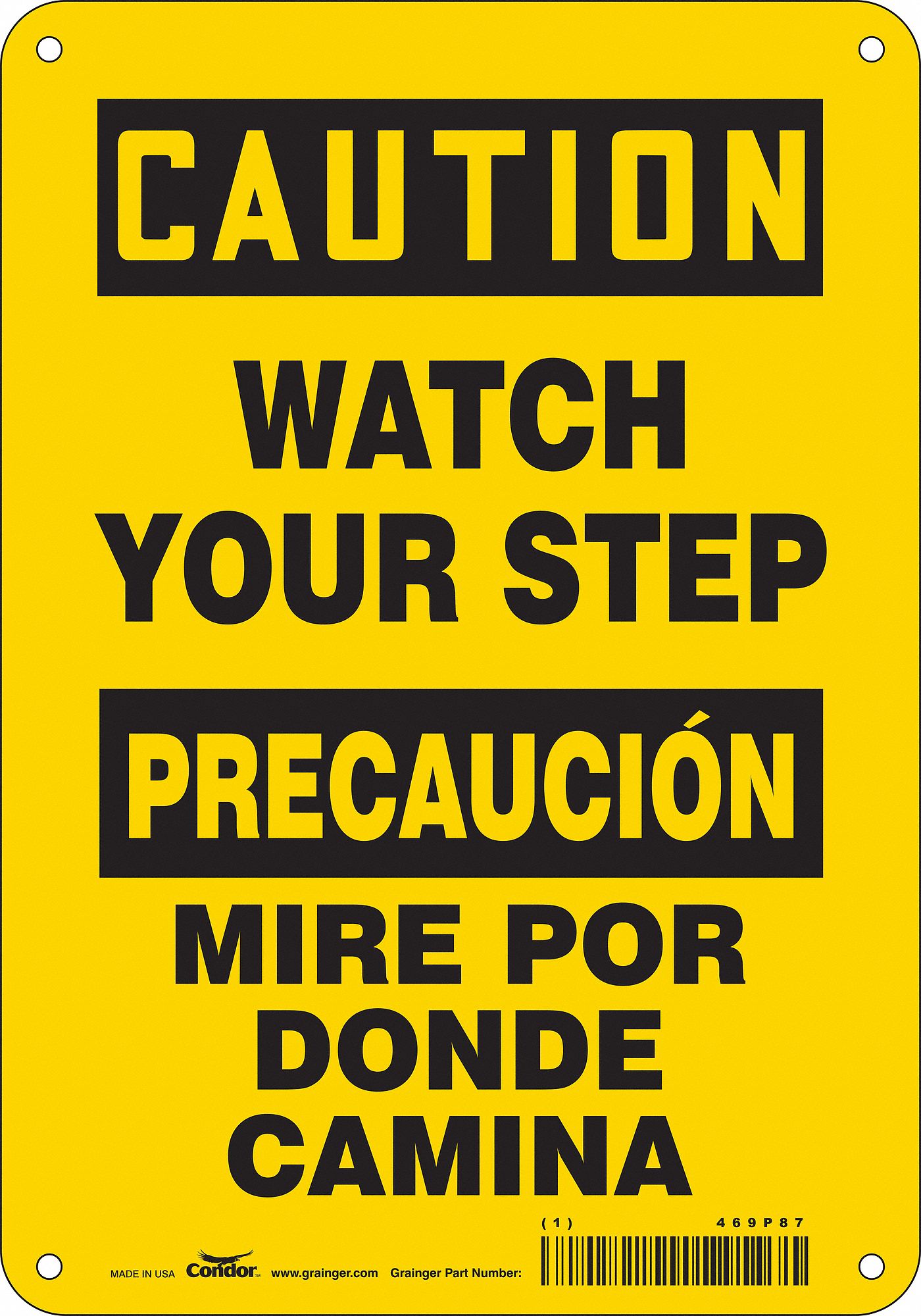 Polyethylene, Mounting Holes Sign Mounting, Safety Sign - 469P87|469P87 ...