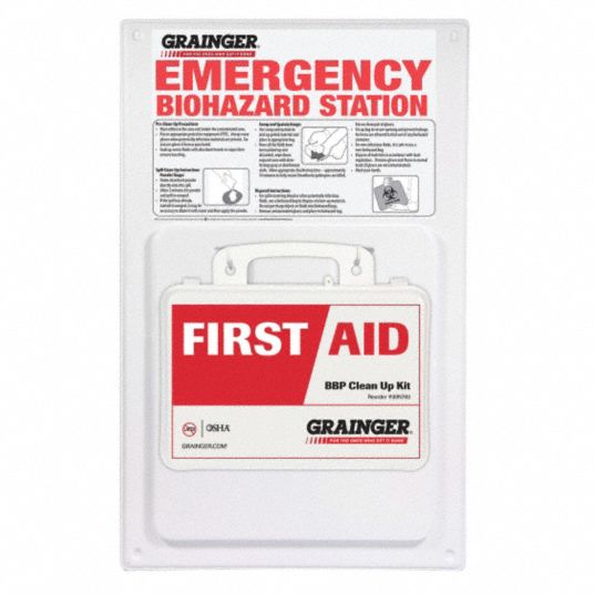 Bloodborne Pathogens Station, Plastic Case, White, 1 EA - Grainger