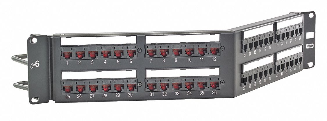 HUBBELL PREMISE WIRING, 2 Rack Units, 48 Ports, Patch Panel - 46AY28 ...
