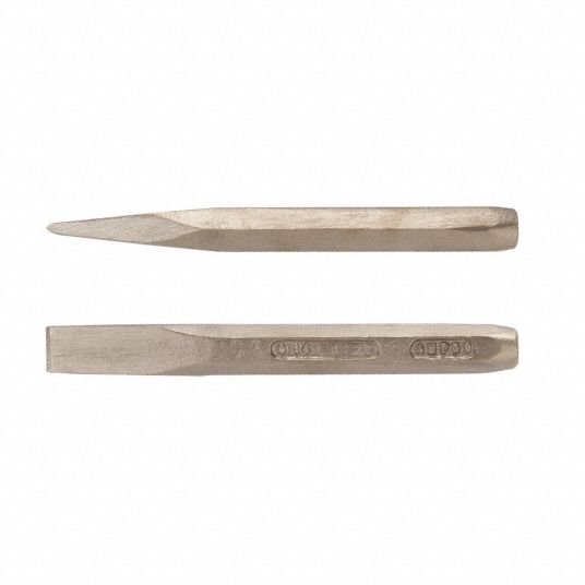 AMPCO Cold Chisel: Non-Sparking, Aluminum Bronze, 1 1/16 in Blade Wd, 9 ...