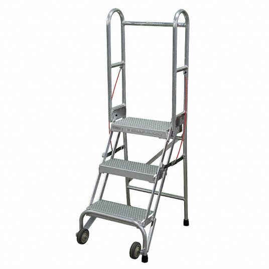 30 in Platform Ht, 10 in Platform Dp, Folding Rolling Ladder - 46C356 ...