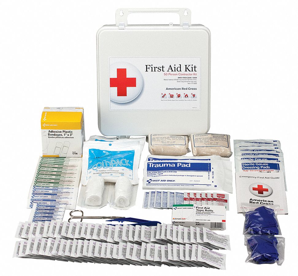 First Aid Kit, Kit, Plastic, Industrial, 50 People Served per Kit ...