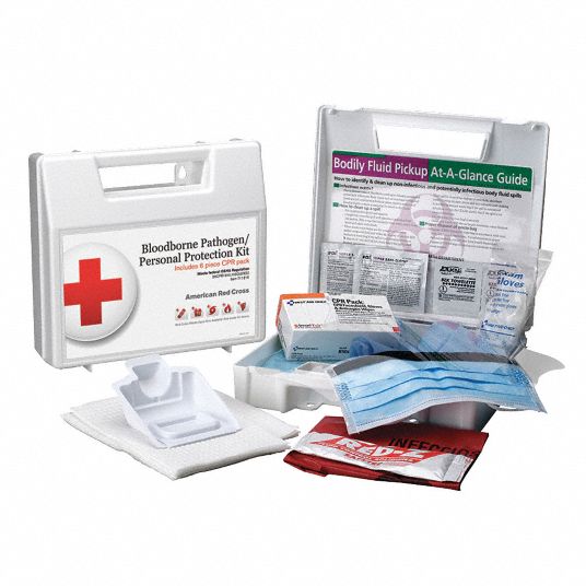 Bloodborne Pathogen Kit, Plastic Case, White, 1 EA - Grainger
