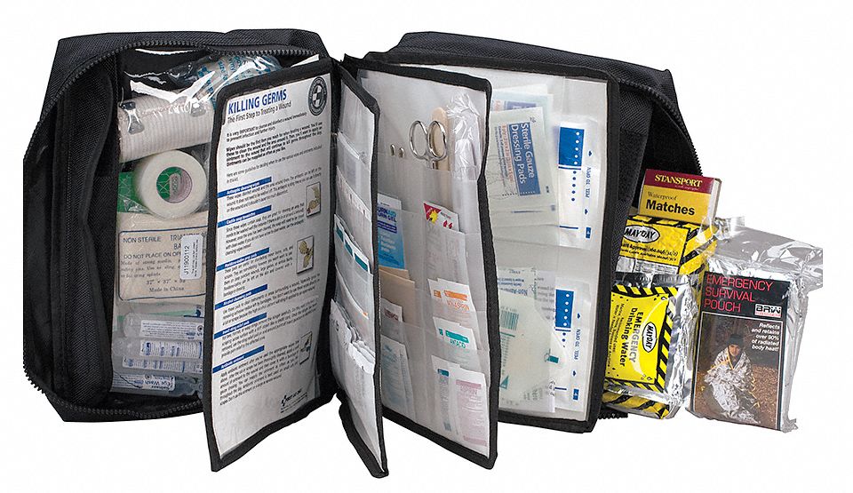 Personal Survival Kit, Number of Components 168, People Served 1, Black ...