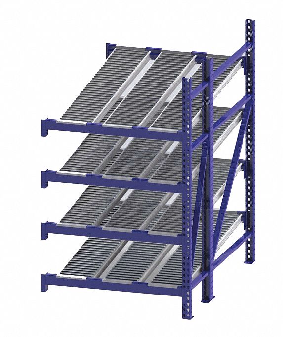 UNEX ROLLER RACK Add-On Gravity Flow Rack with Steel Roller Lanes ...