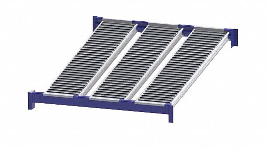 UNEX ROLLER RACK, Tilt, 48 in x 72 in x 2 5/8 in, Gravity Flow Shelf ...
