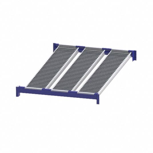 UNEX ROLLER RACK, Tilt, 48 in x 72 in x 2 5/8 in, Gravity Flow Shelf ...