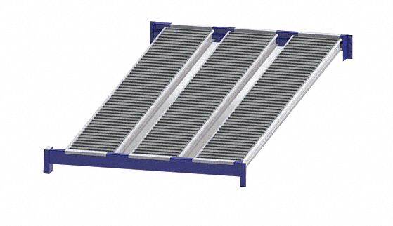 UNEX ROLLER RACK, Tilt, 48 in x 96 in x 2 5/8 in, Gravity Flow Shelf ...