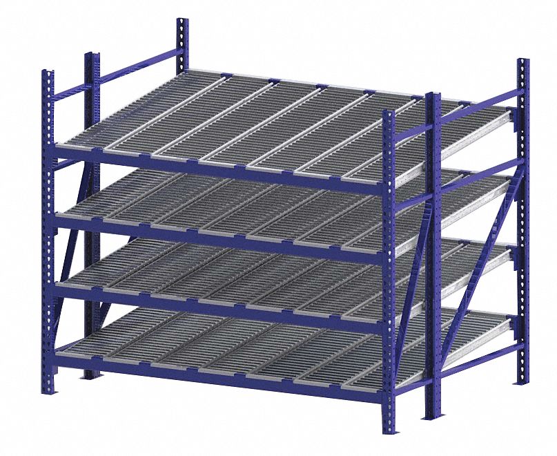 UNEX ROLLER RACK, Starter, 96 in x 72 in, Gravity Flow Rack - 46KG80 ...