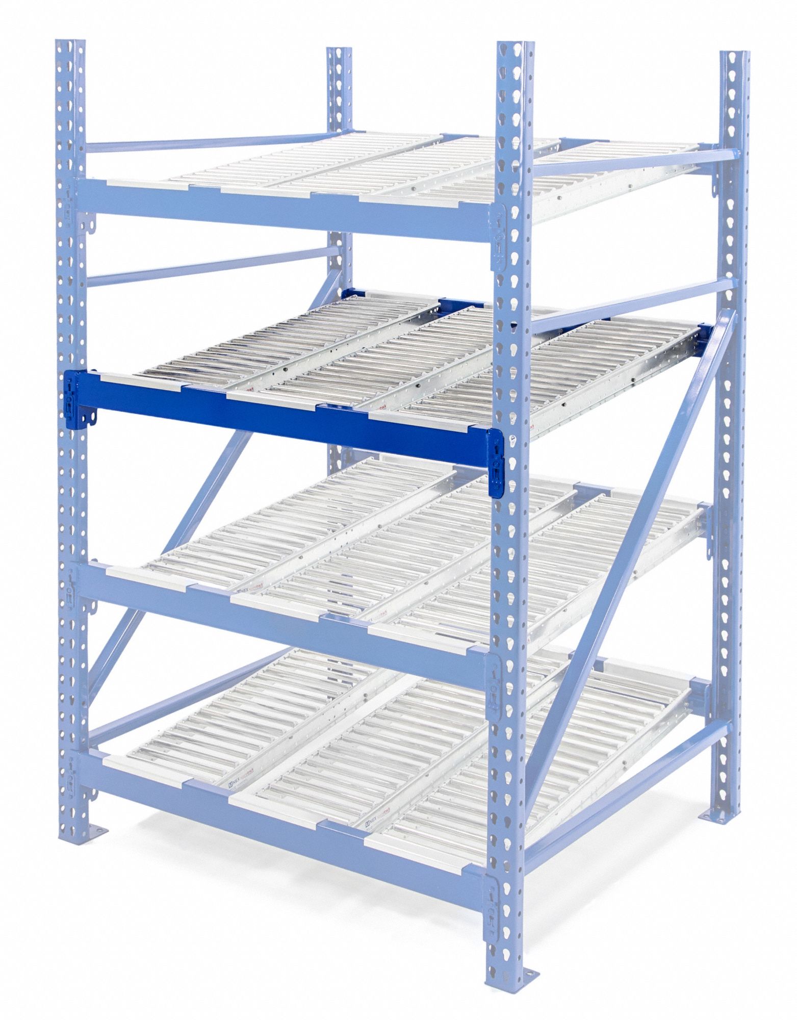 UNEX ROLLER RACK Gravity Flow Shelf, Overall Width: 96 in, Overall ...