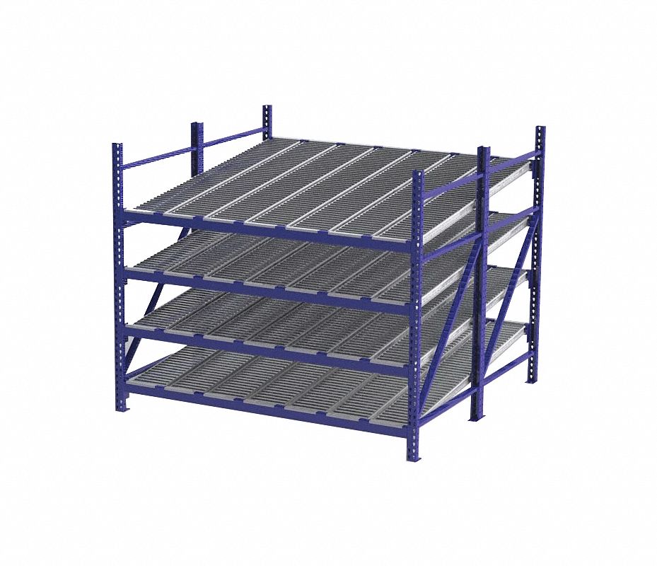 UNEX ROLLER RACK Anaquel Flujo para Grav , 84"Alt , 96"An , 96"Prf ...