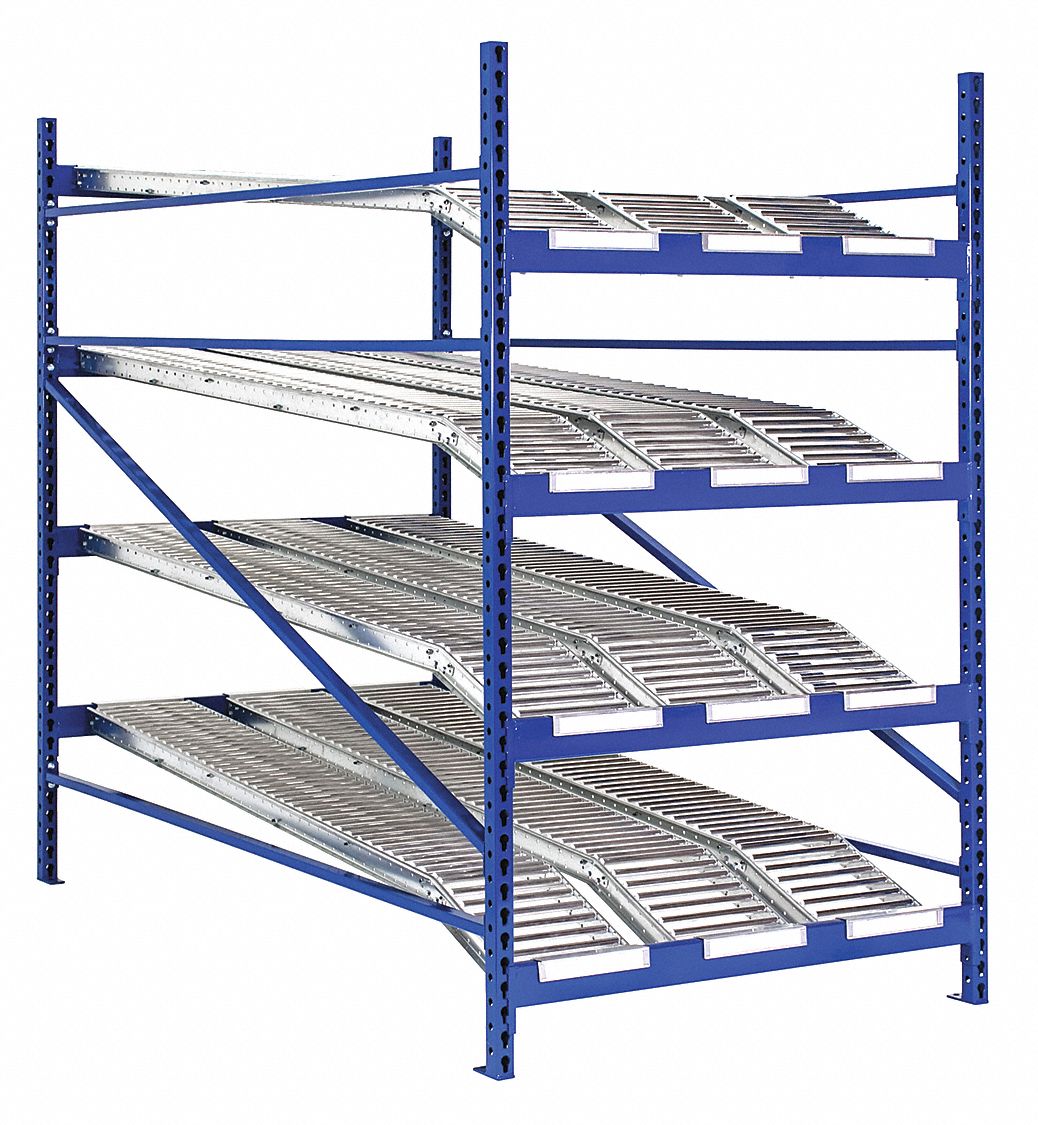 UNEX ROLLER RACK Starter Gravity Flow Rack with Knuckled Roller Lane ...