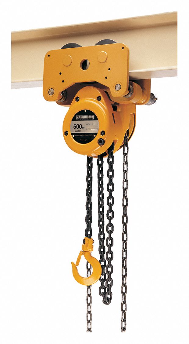 HARRINGTON, Push Trolley, 500 lb Lifting Capacity, Manual Chain Hoist - 46KL26|NTH003-10 - Grainger