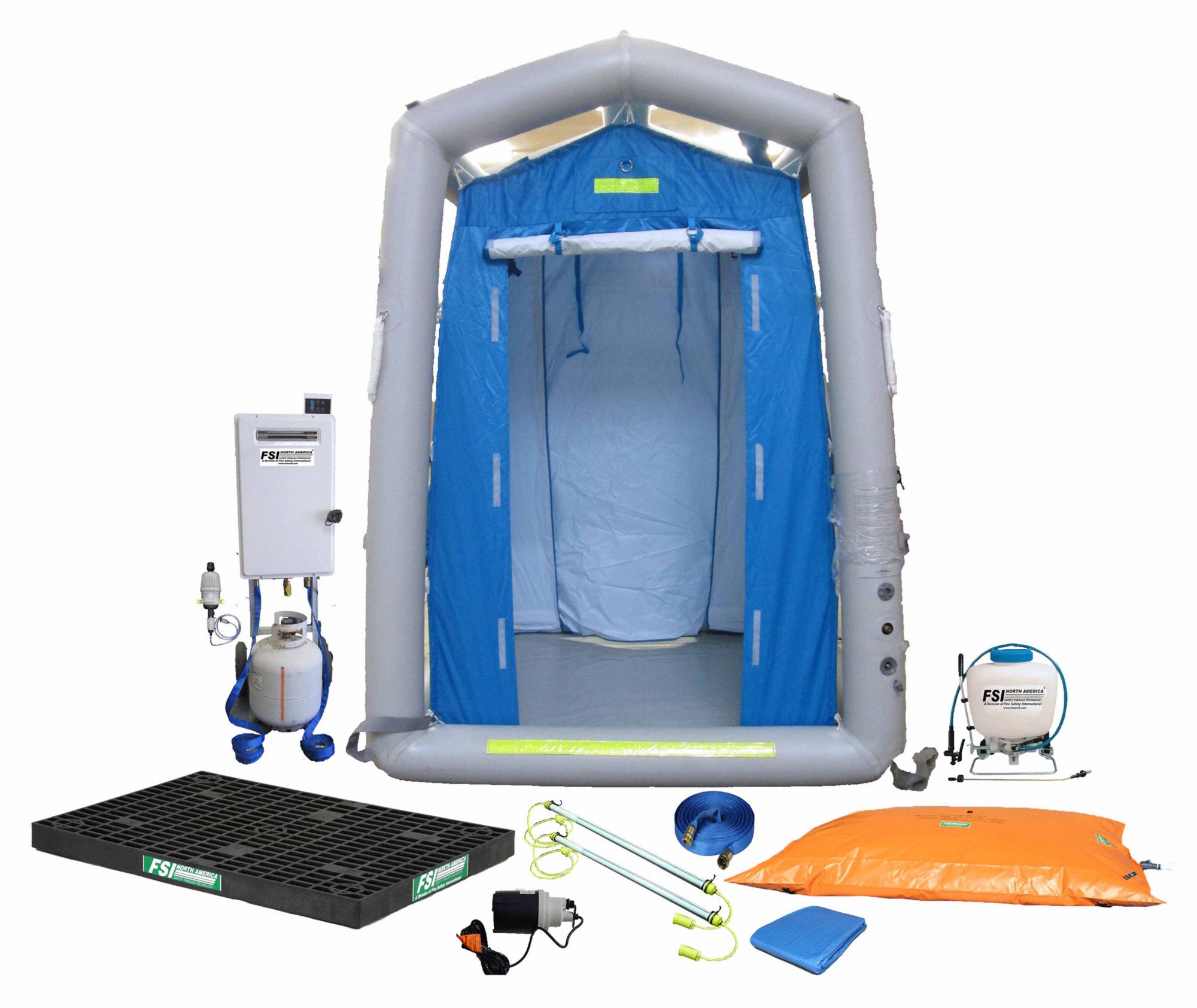 FSI, 1 Stations, 7 Spray Heads, Decontamination Shower - 46MN62 ...