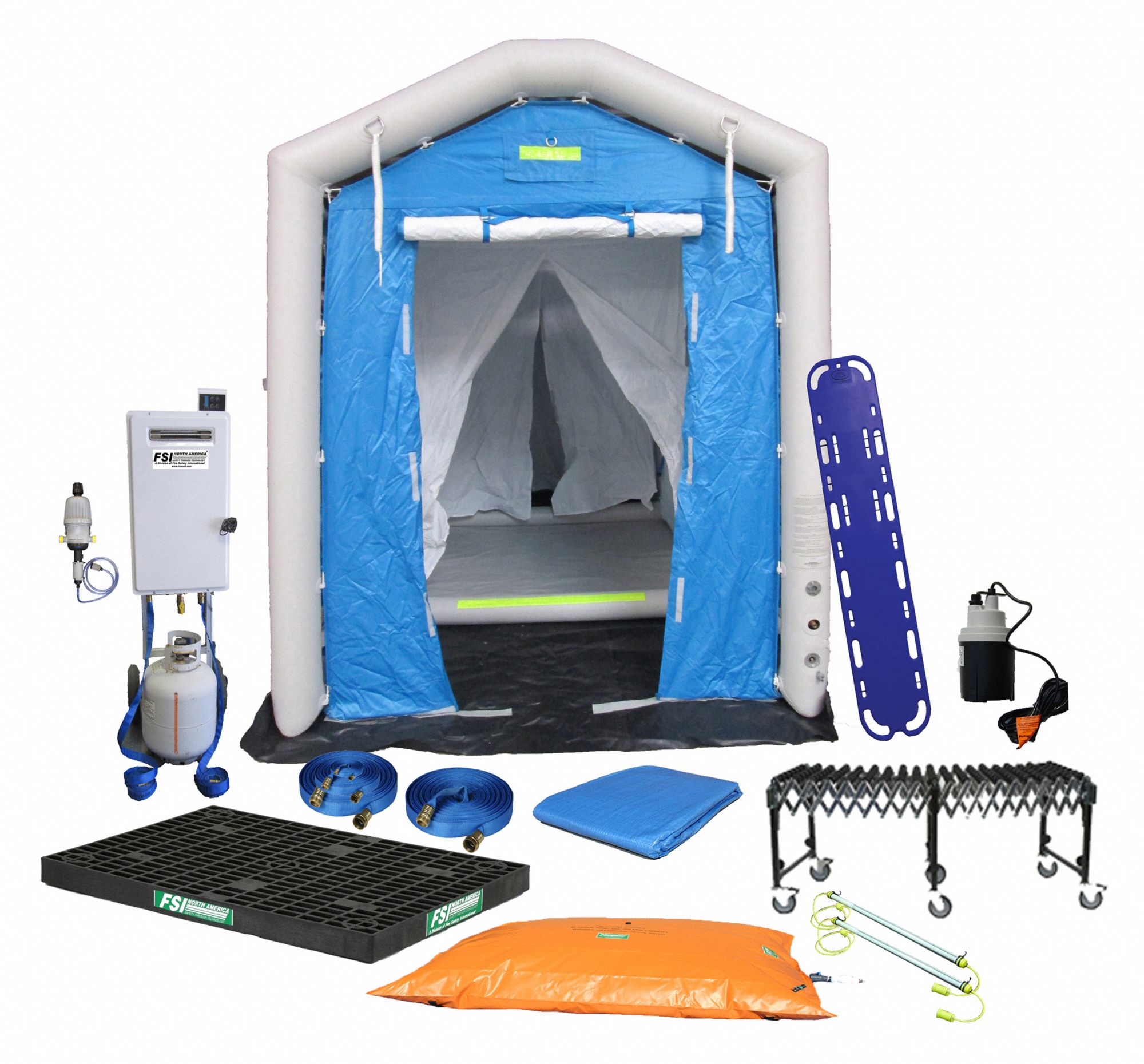 FSI, 1 Stations, 6 Spray Heads, Decontamination Shower - 46MN63 ...