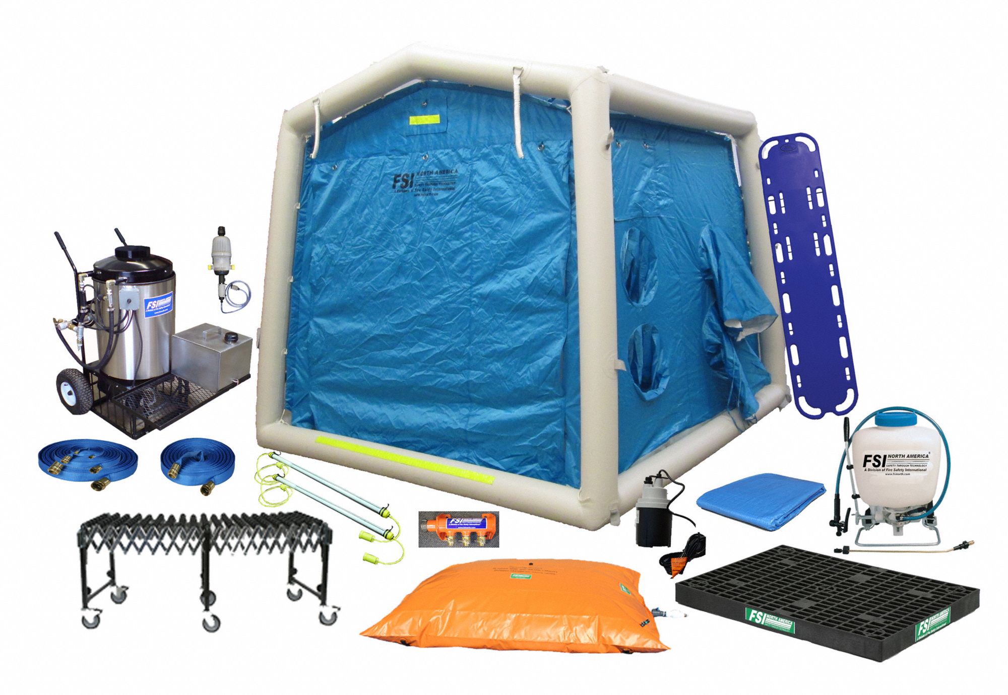 FSI, 2 Stations, 12 Spray Heads, Decontamination Shower - 46MN64 ...